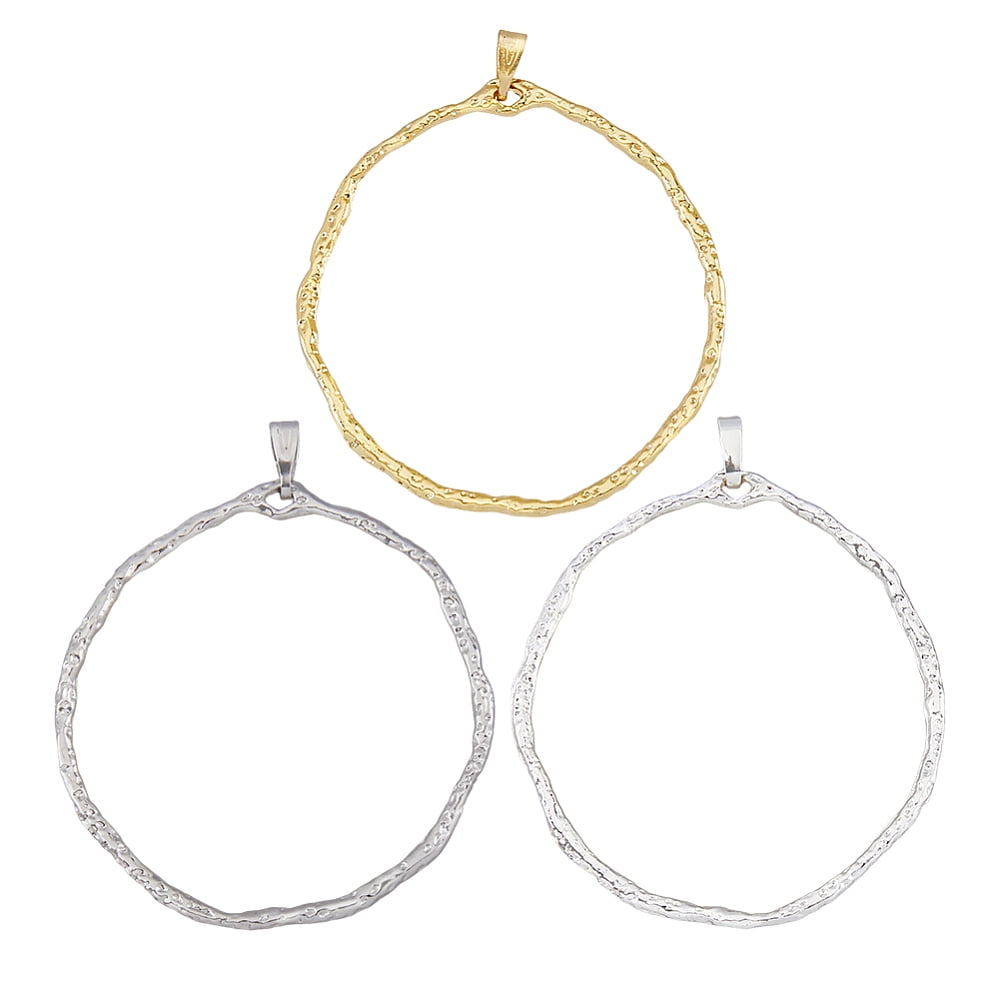 18Pcs 3 Colors Ring Brass Big Pendants Mixed Color 51x42x2mm Hole ...