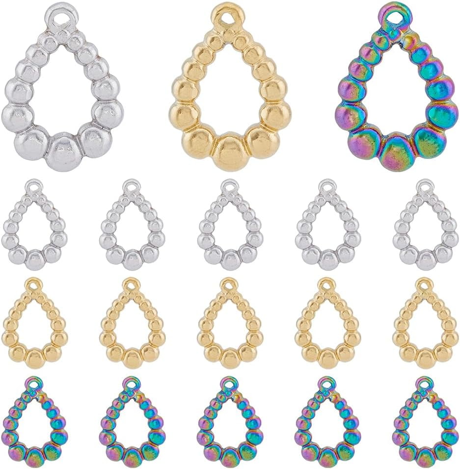 18Pcs 3 Colors Teardrop Charms Open Back Bezel Charms Pressed Flower ...