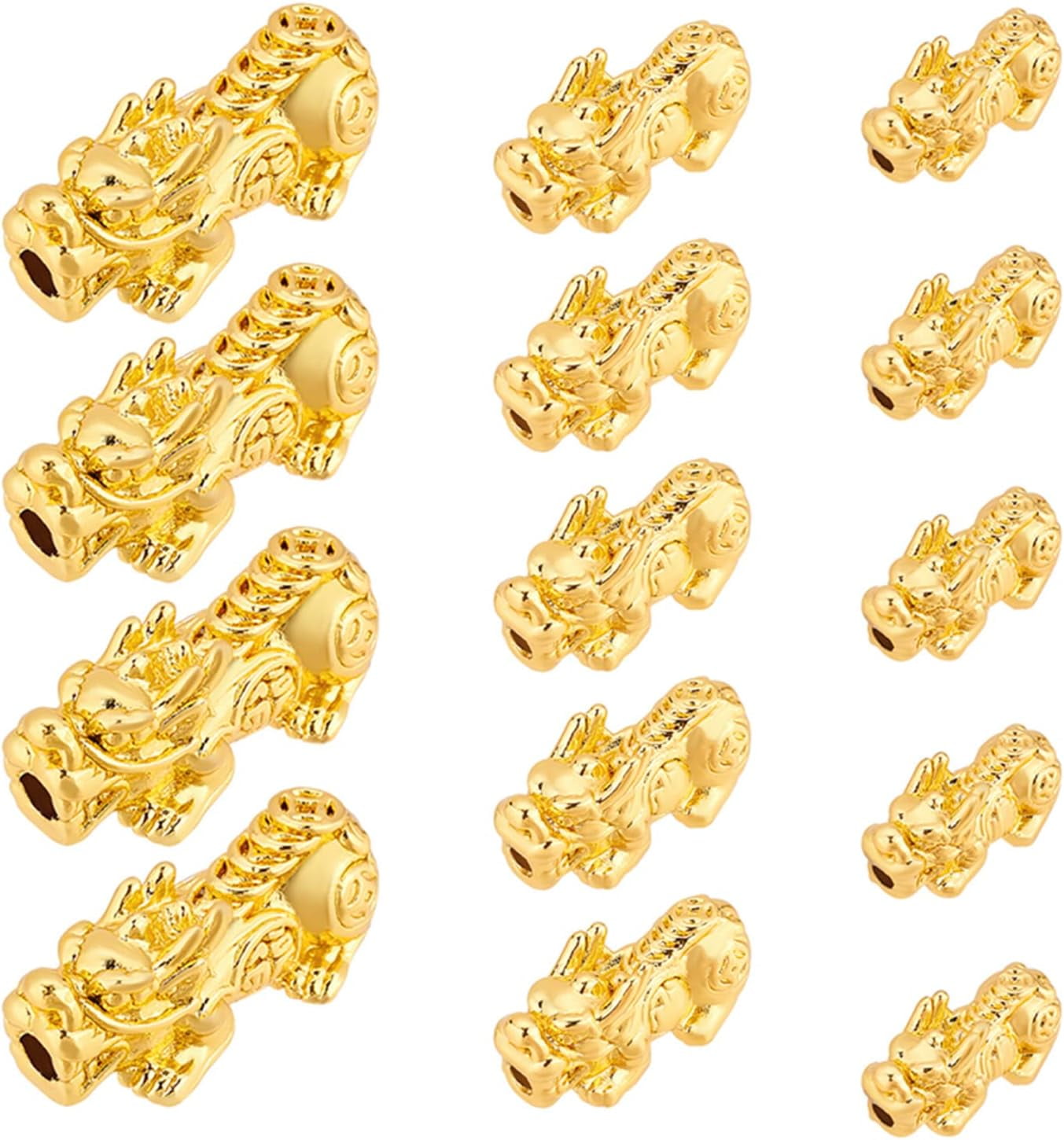 18Pcs 3 Style 24k Gold Plated Spacer Bead 3D Metal Chinese Fengshui ...