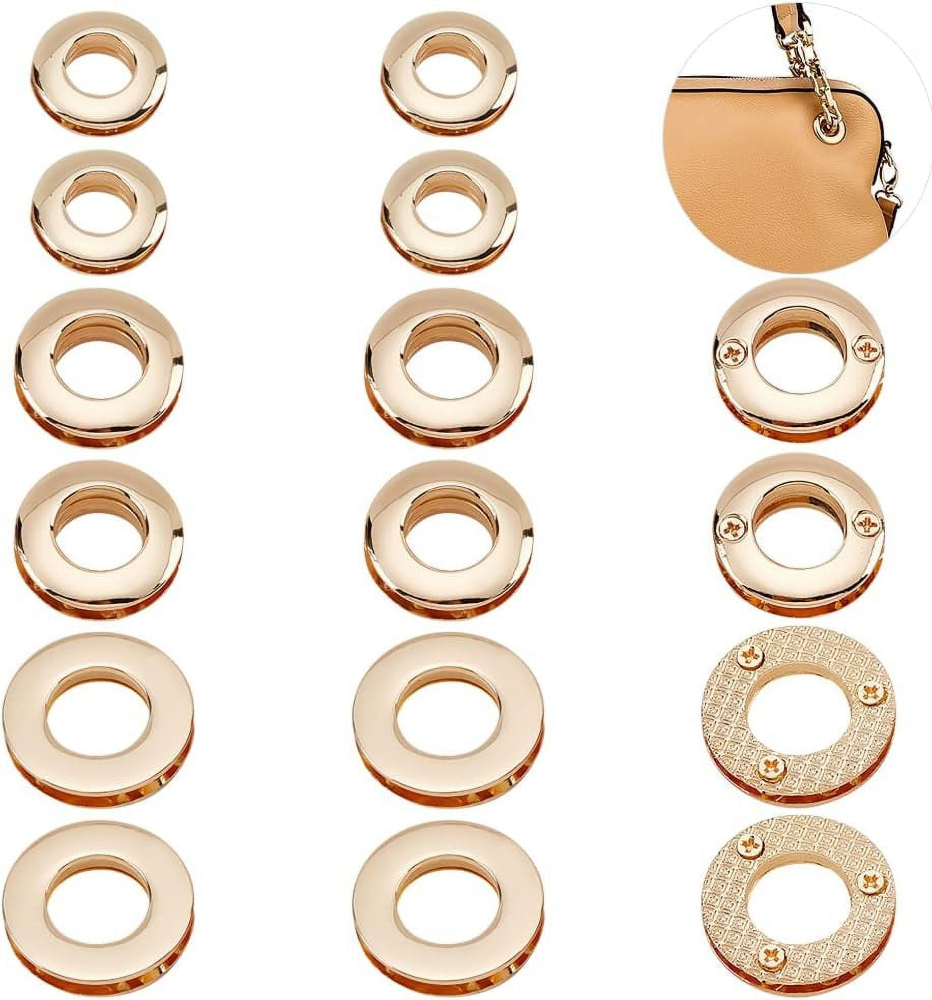 18Pcs 3 Style Alloy Grommet Eyelet Findings Screw Together Grommet Ring for Bag Making Light ...