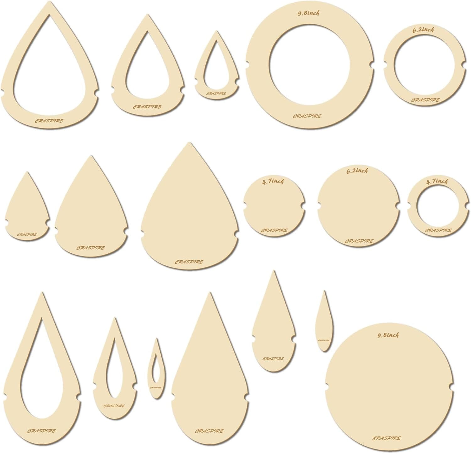 18Pcs 3 Styles Macrame Cutting s Leaf Teardrop Round Template Boho Wood ...