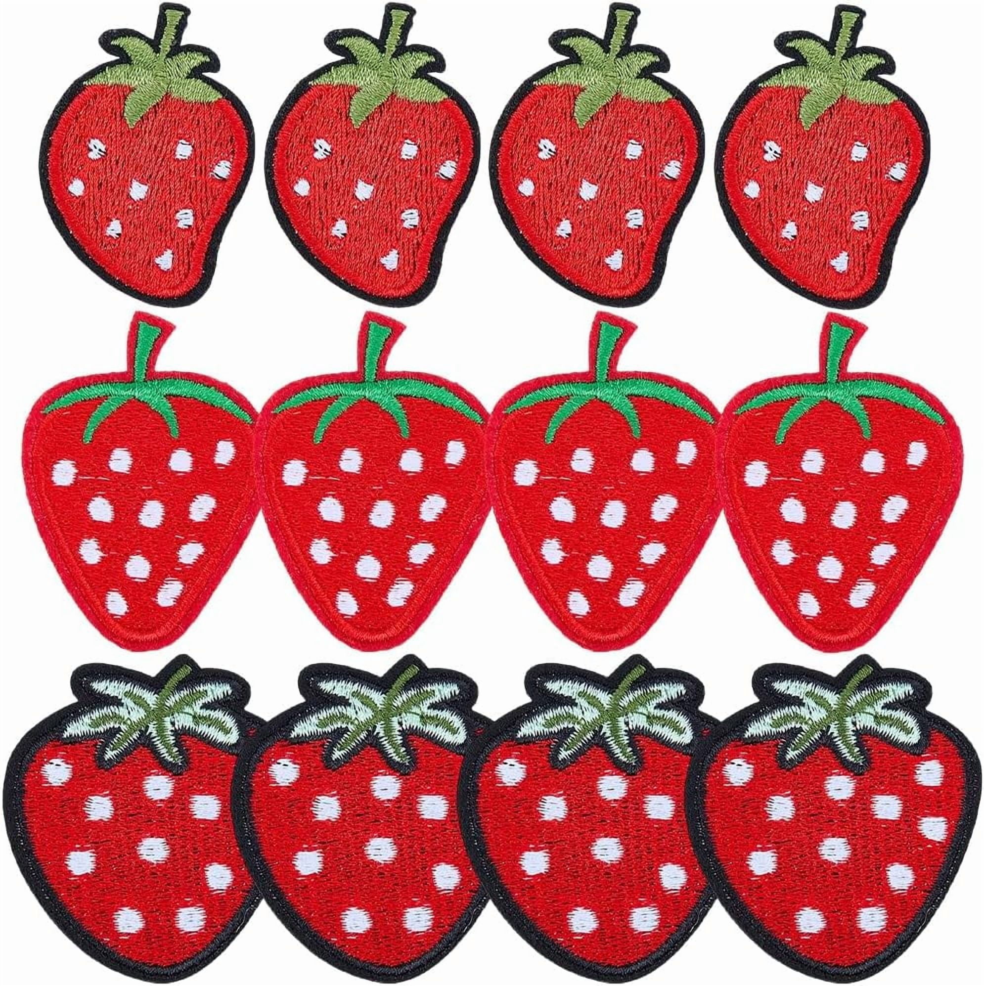 18Pcs 3 Styles Strawberries Patches Iron on Fruit Patch Red Strawberry ...