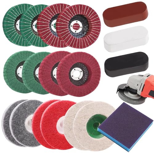 18Pcs 4 Inch Buffering Wheels Polishing Kit with Compound for Angle ...