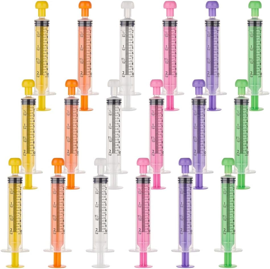 18Pcs 6 Colors 10ML Plastic Measurement Syringe with Cap Individually ...