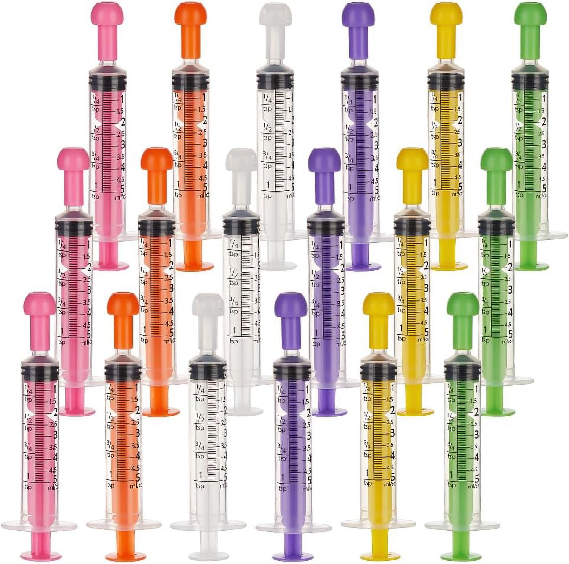 18Pcs 6 Colors 5ML Plastic Measurement Syringe with Cap Individually ...