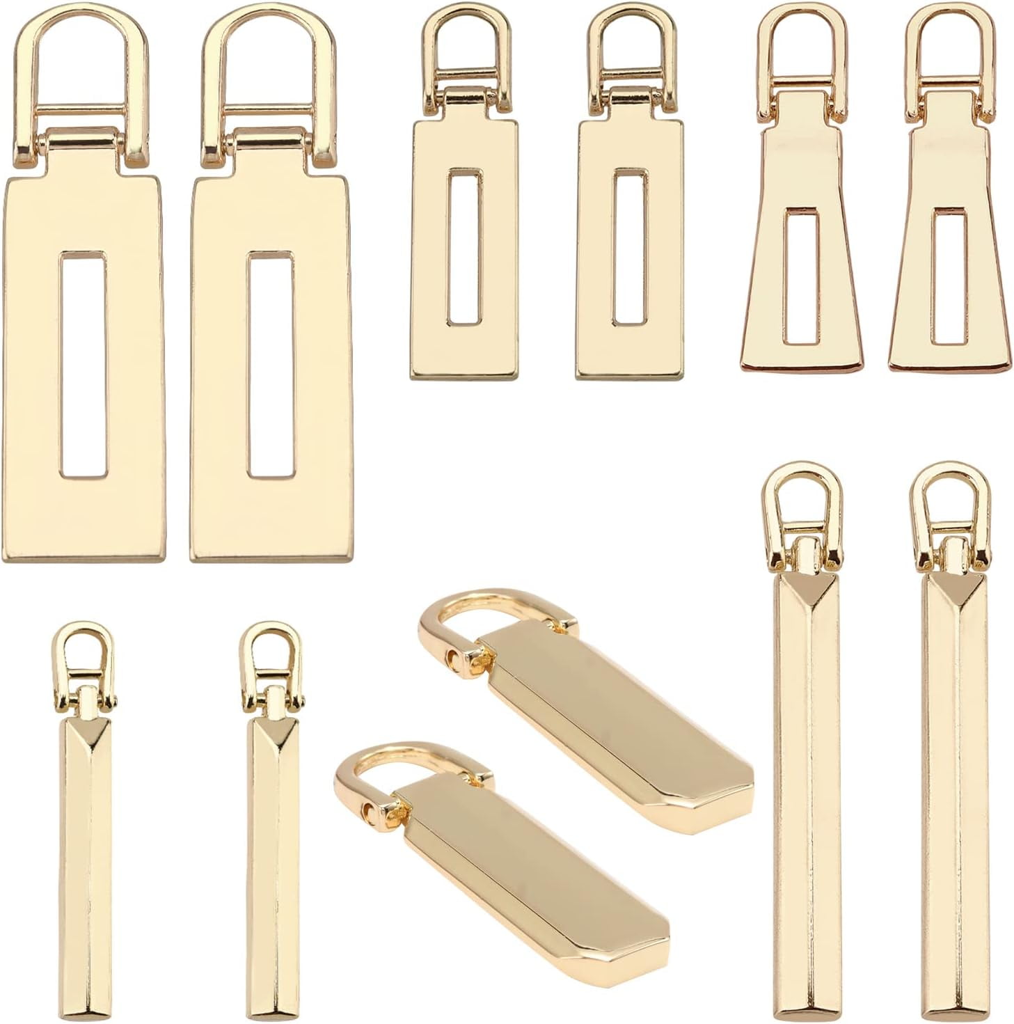 18Pcs 6 Style Zinc Alloy Replacement Zipper Pull Tabs Zipper Tags ...