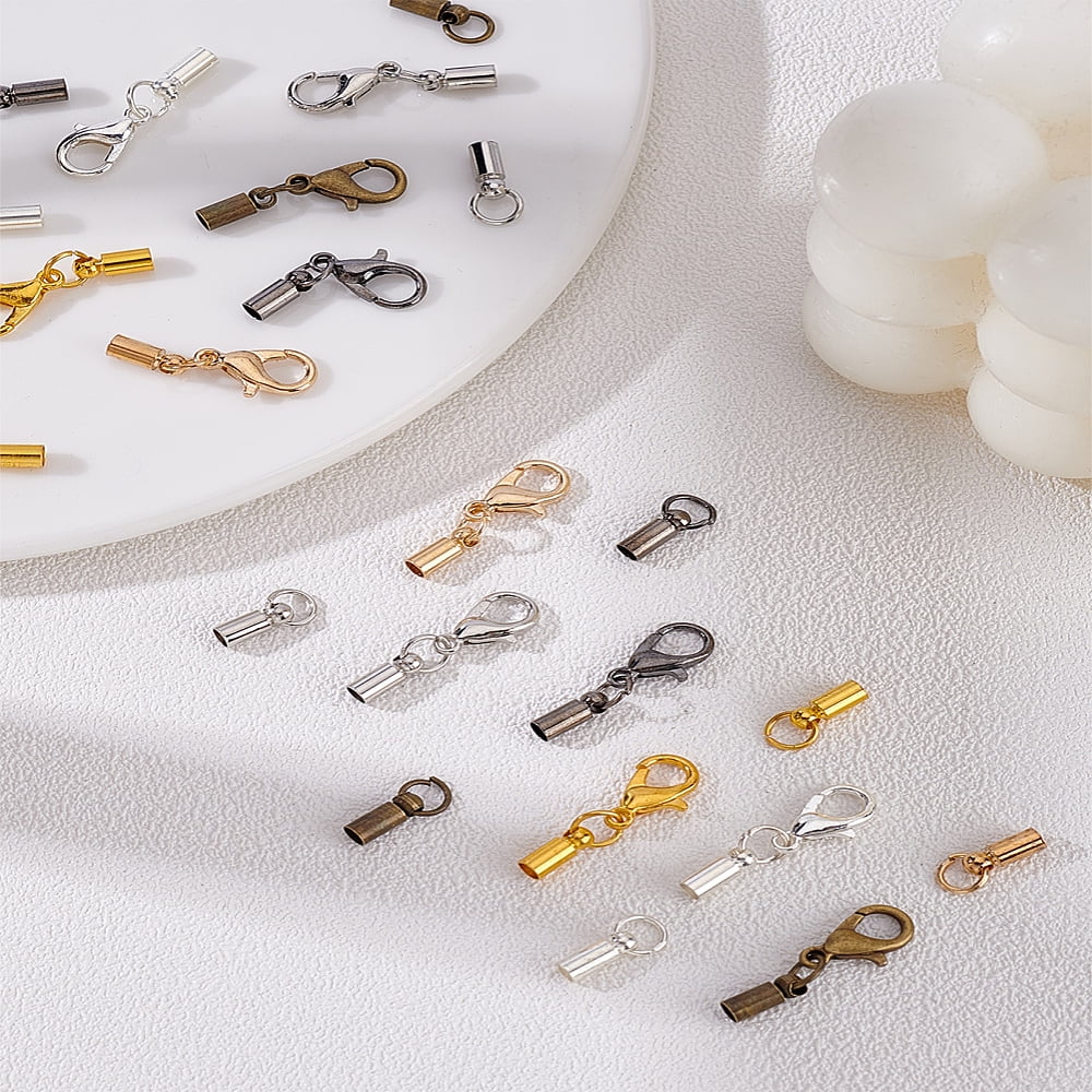 18Pcs 6 Styles Lobster Claw Clasps with Cord Ends Leather Cord End Caps ...