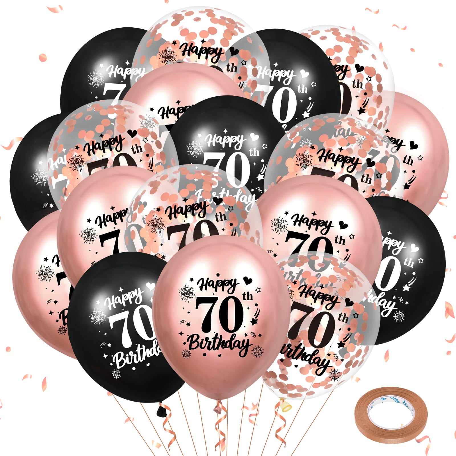 18Pcs 70th Birthday Balloons IFF17 Rose Gold and 70th Birthday Party ...