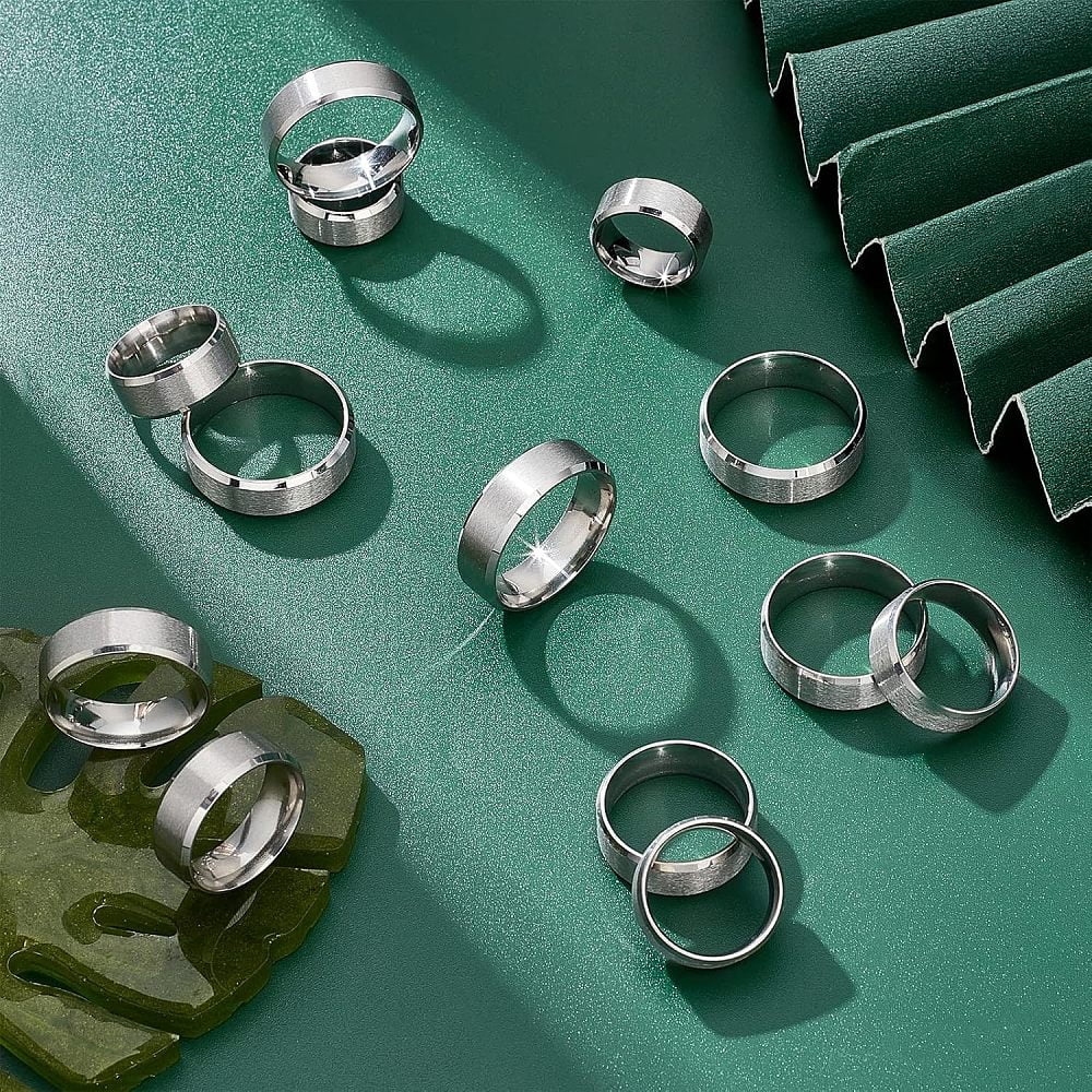 18Pcs 9 Size 201 Stainless Steel Plain Band Ring for Men Women Matte ...