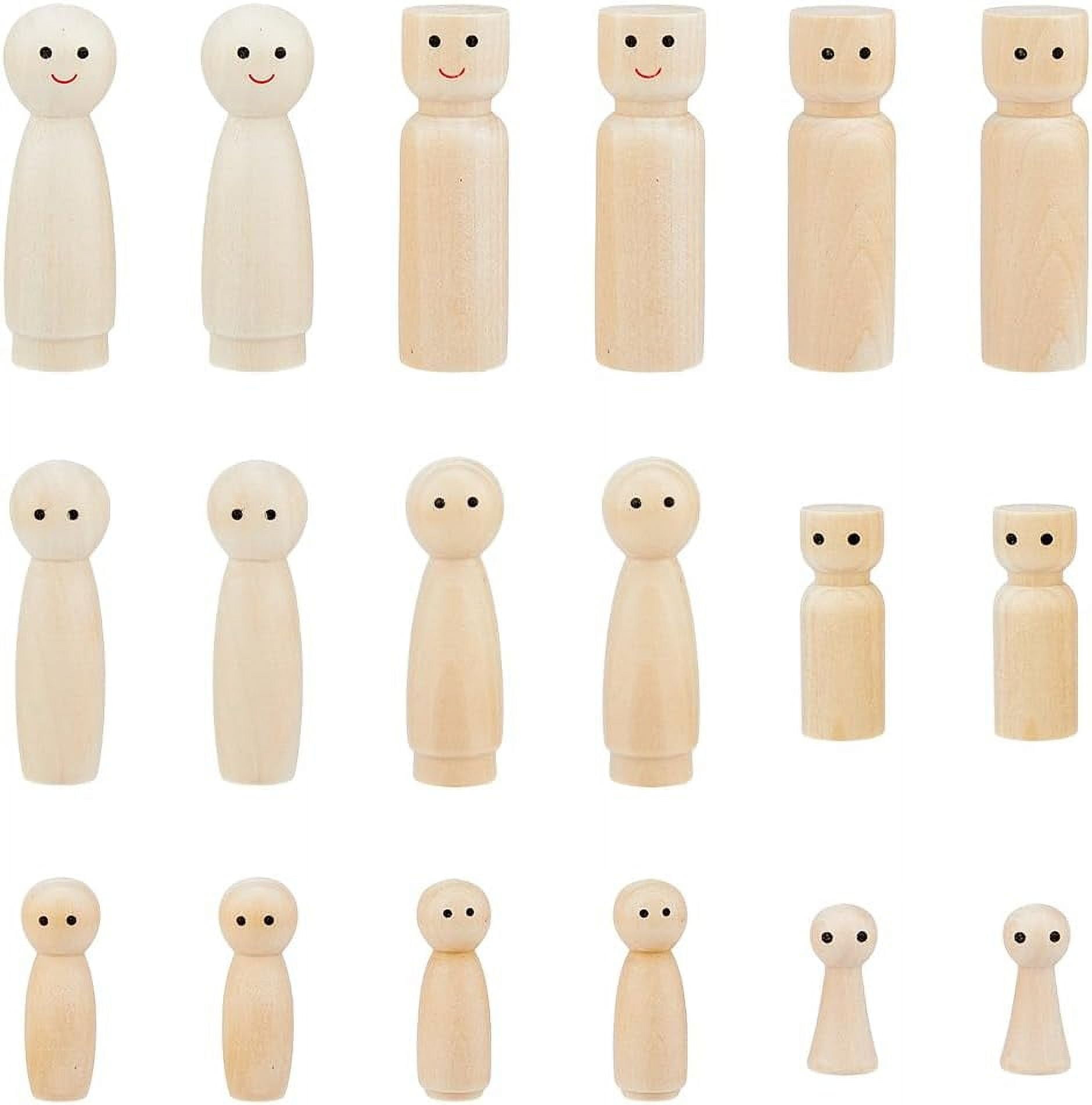 18Pcs 9 Style Wooden Peg Dolls Angel Doll Body Peg Unfinished Blank ...