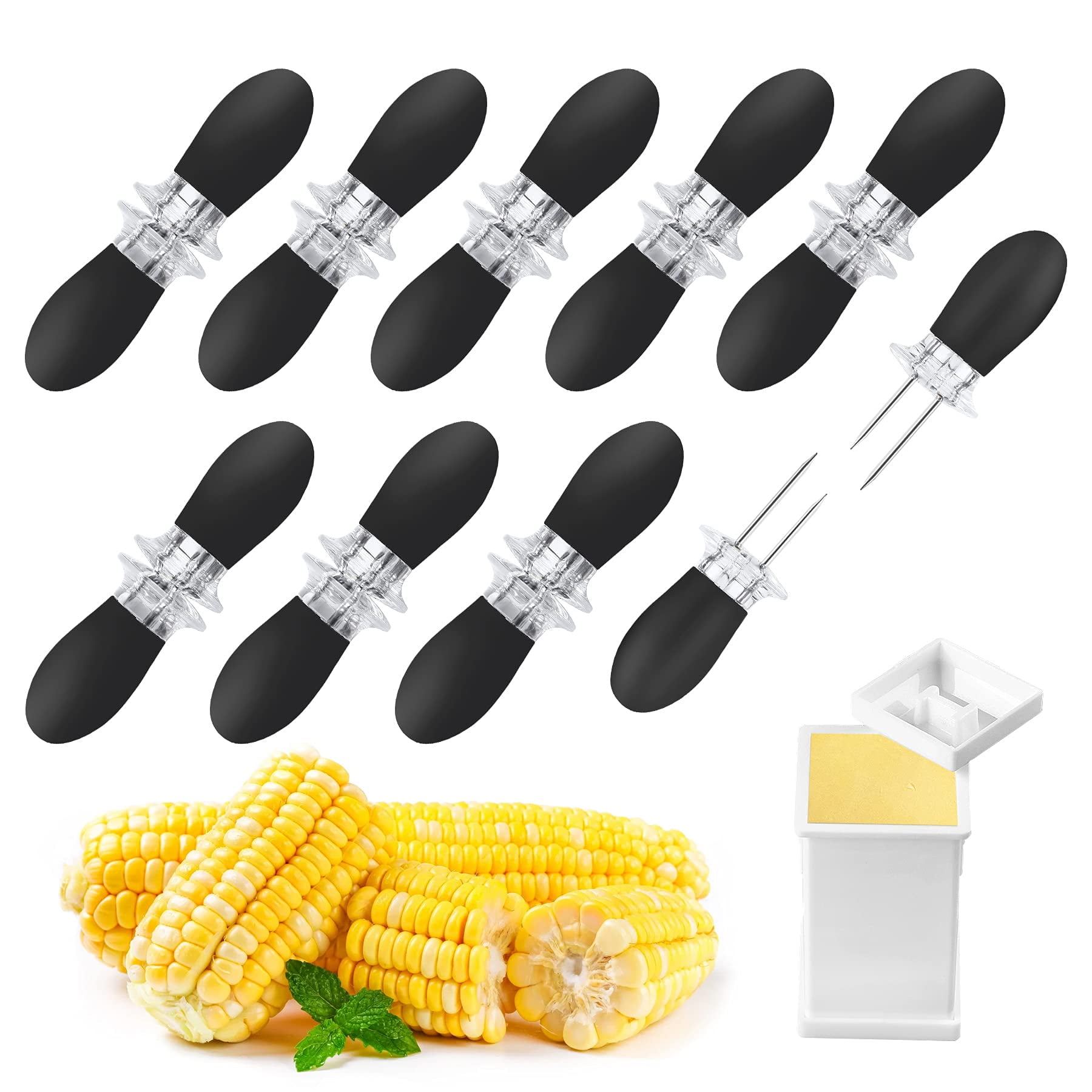 18Pcs/9Pairs Black Corn Holders, Stainless Steel Corn Cob Holders Corn ...