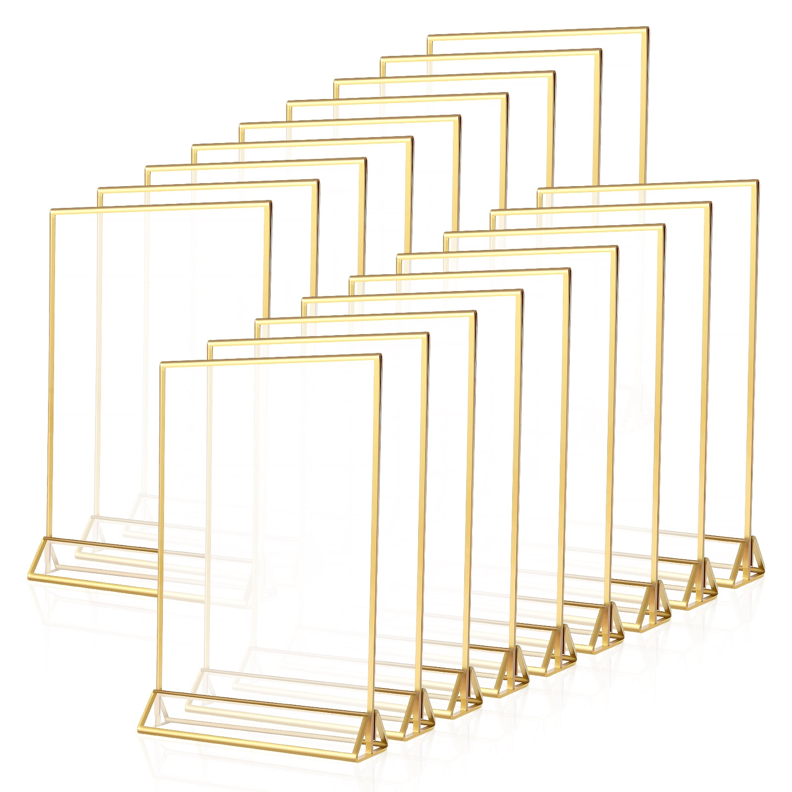 18Pcs Acrylic Sign Holder Clear Double-Side Sign Display Stand Gold ...