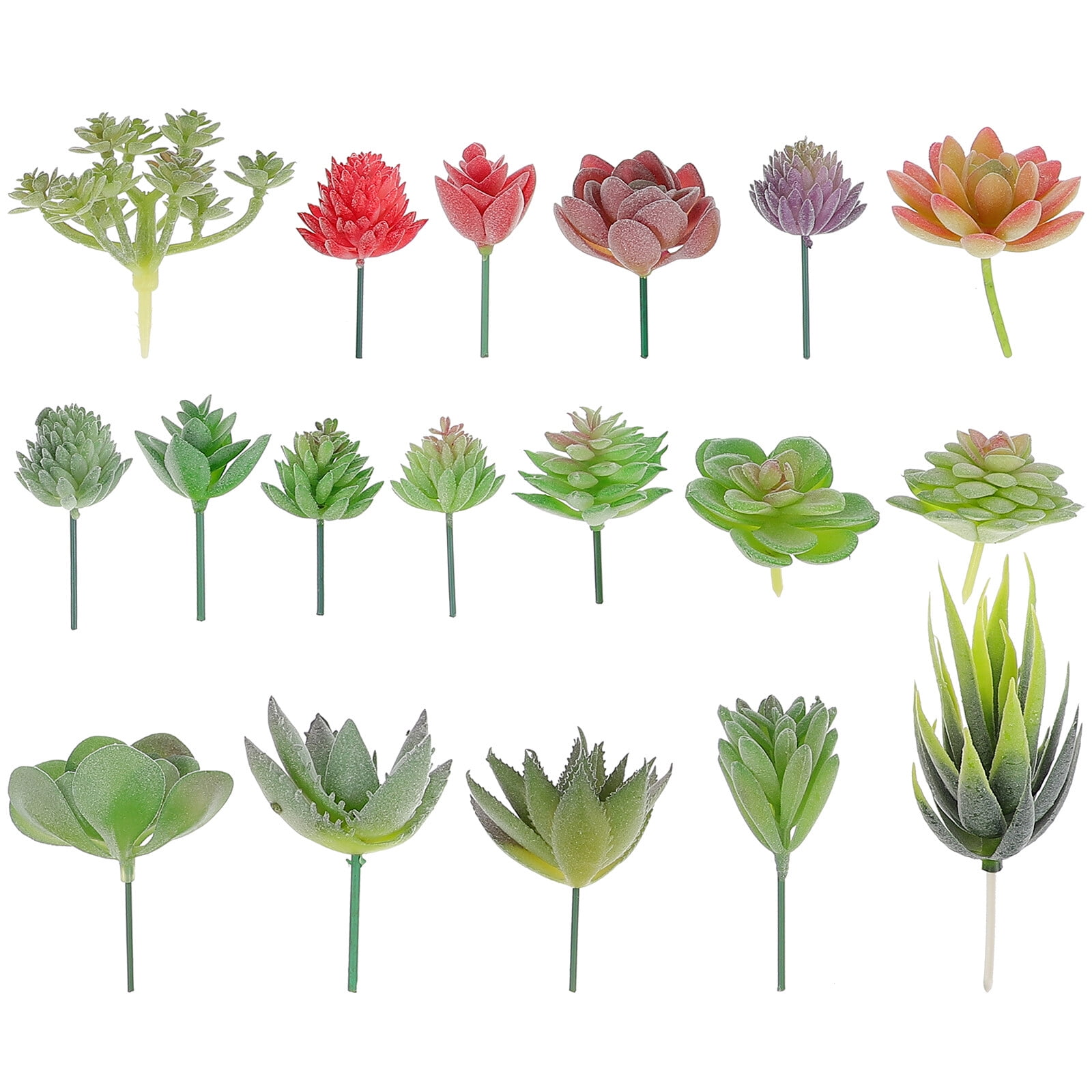 MLINS 18Pcs Artificial Unpotted Succulents Picks, Faux Green Succulent ...