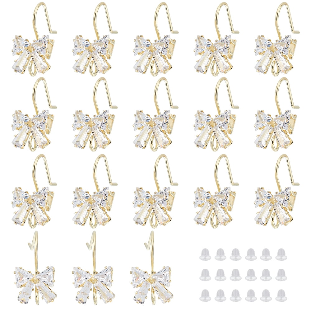 18Pcs Brass Micro Pave Clear Cubic Zirconia Earring Hooks with Loop ...