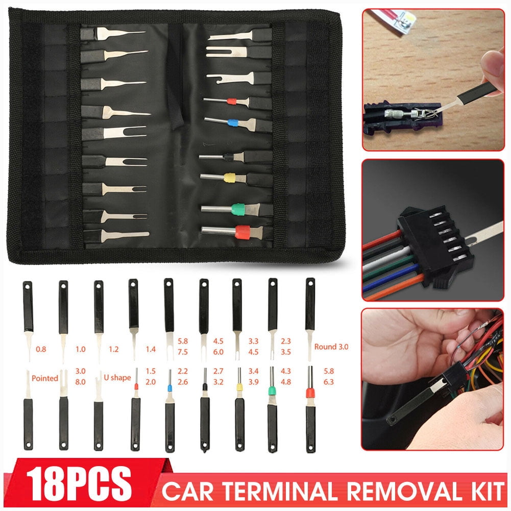 18Pcs Car Electrical Wiring Crimp Connector Pin Extractor Kit Terminal ...
