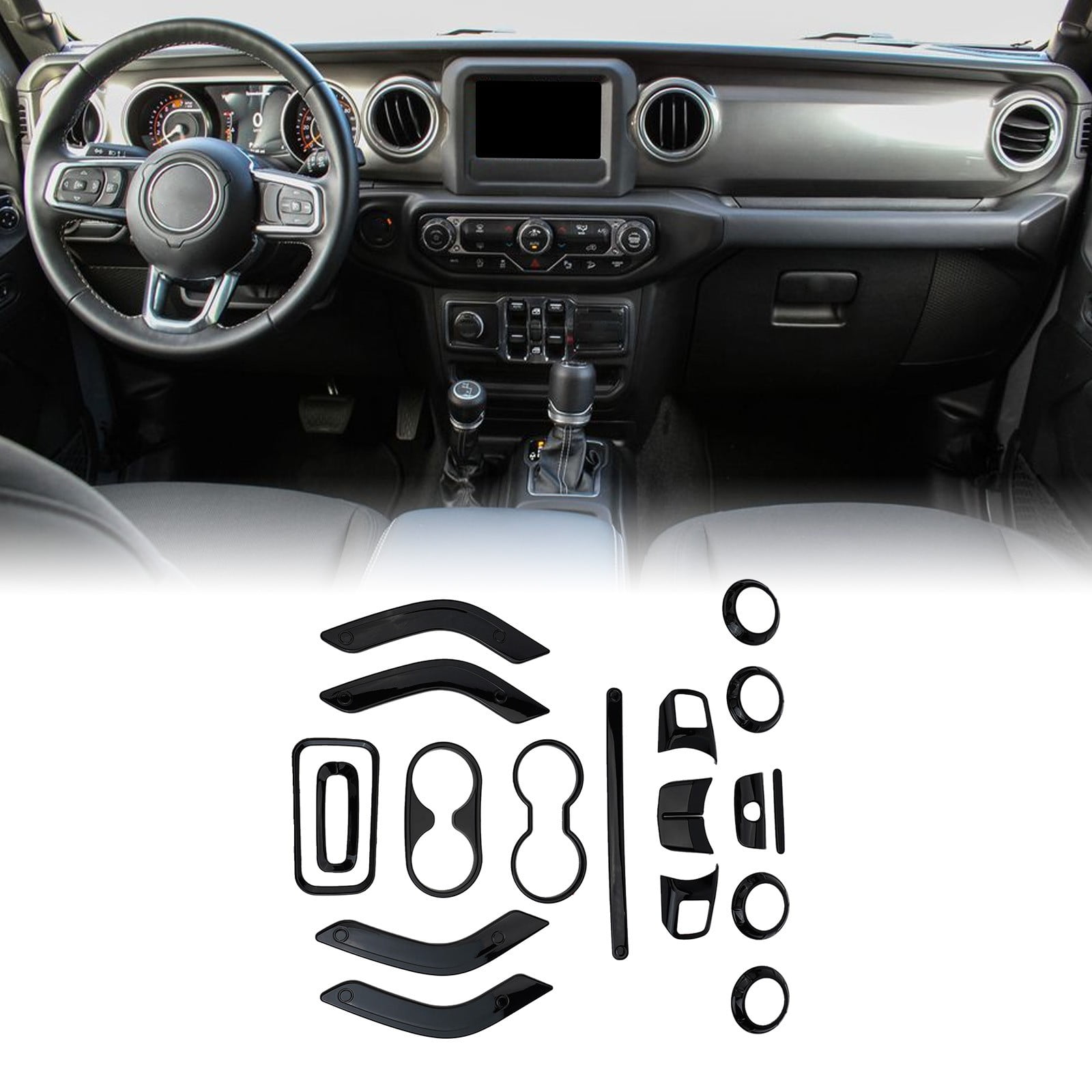 18Pcs Central Control Panel Trim Kit For Jeep For Wrangler Jk 11-17 Car ...