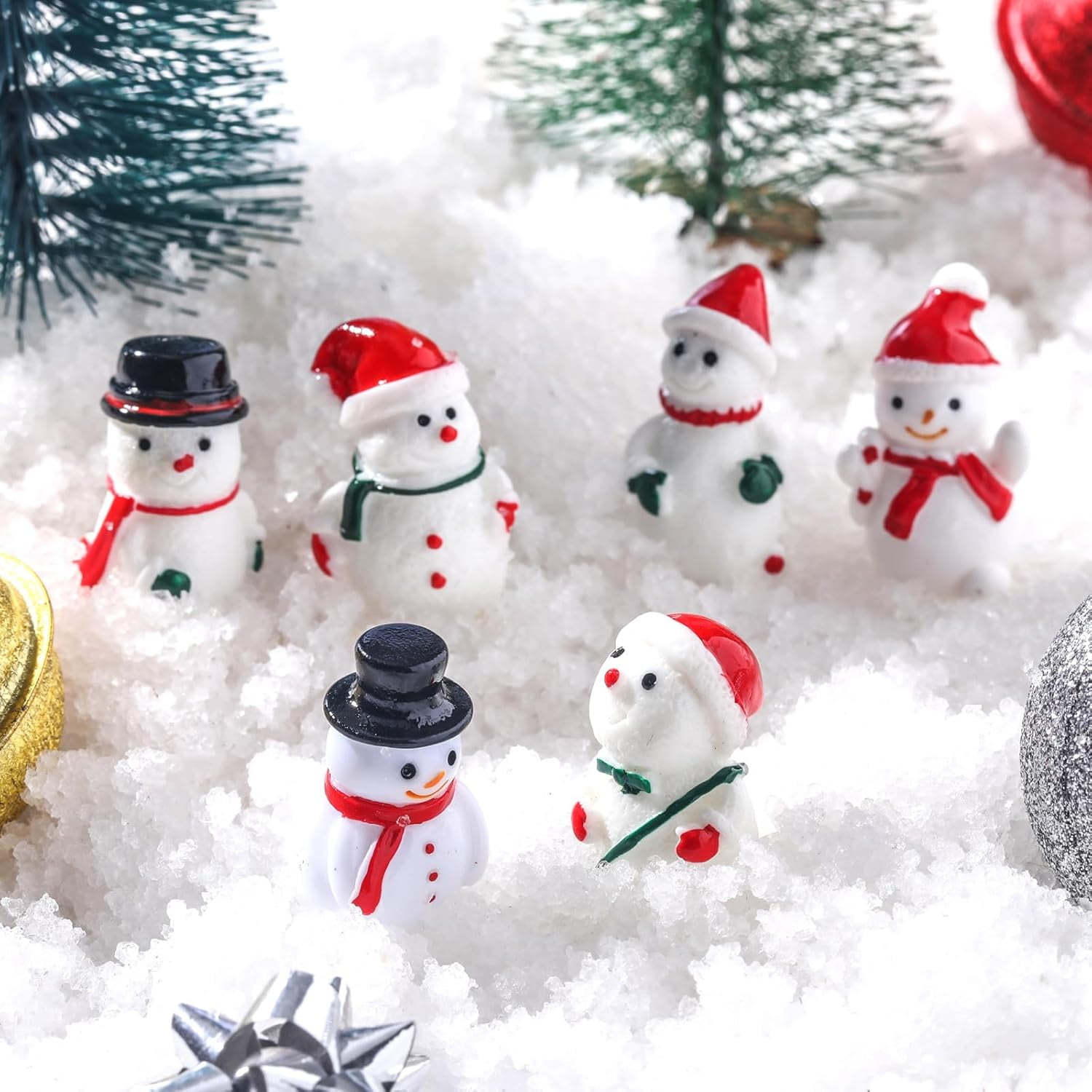 18Pcs Christmas Mini Resin Snowman Figurines, Christmas Micro Landscape ...
