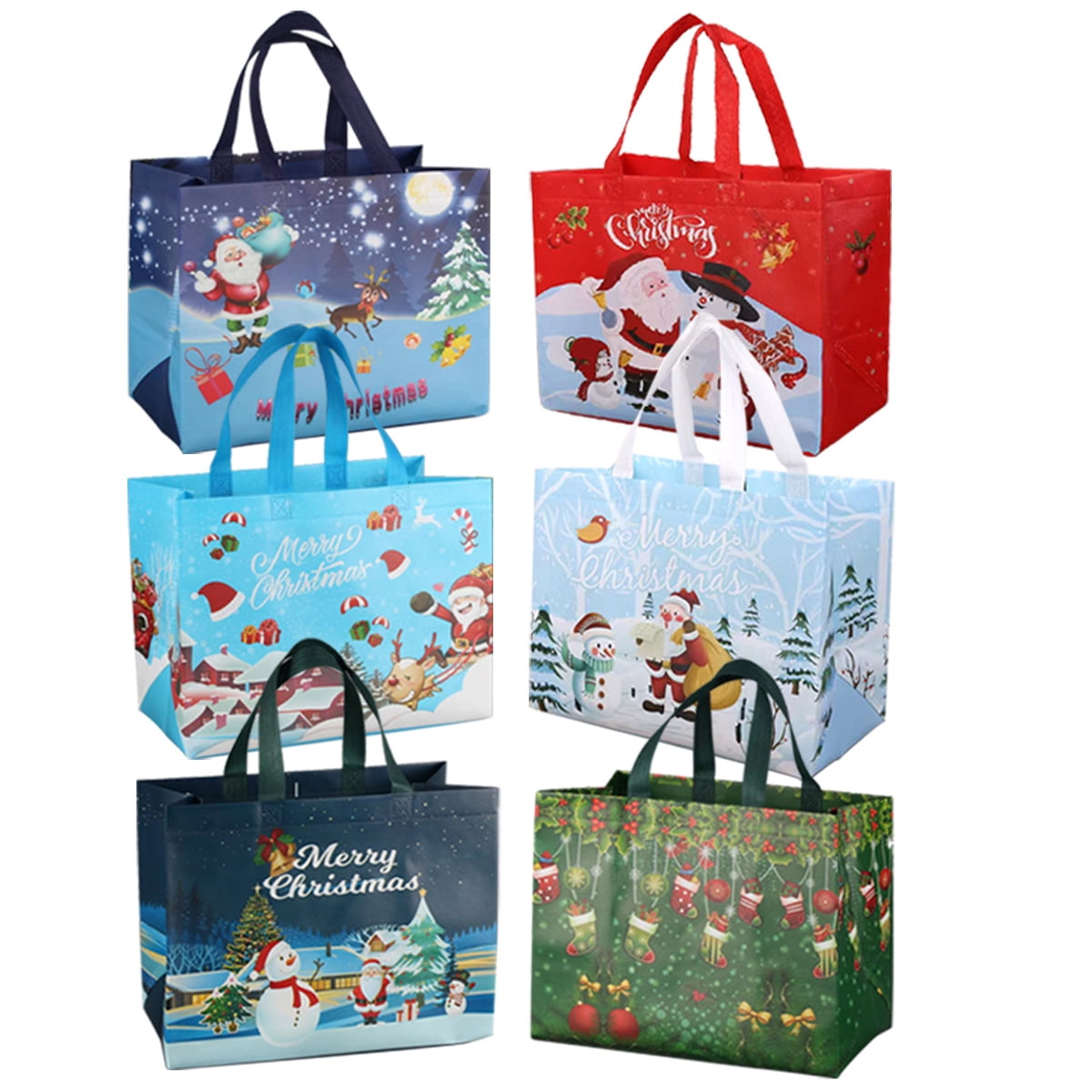 18Pcs Christmas Tote Bags Gift Bag Reusable Christmas Bags Xmas Gift ...