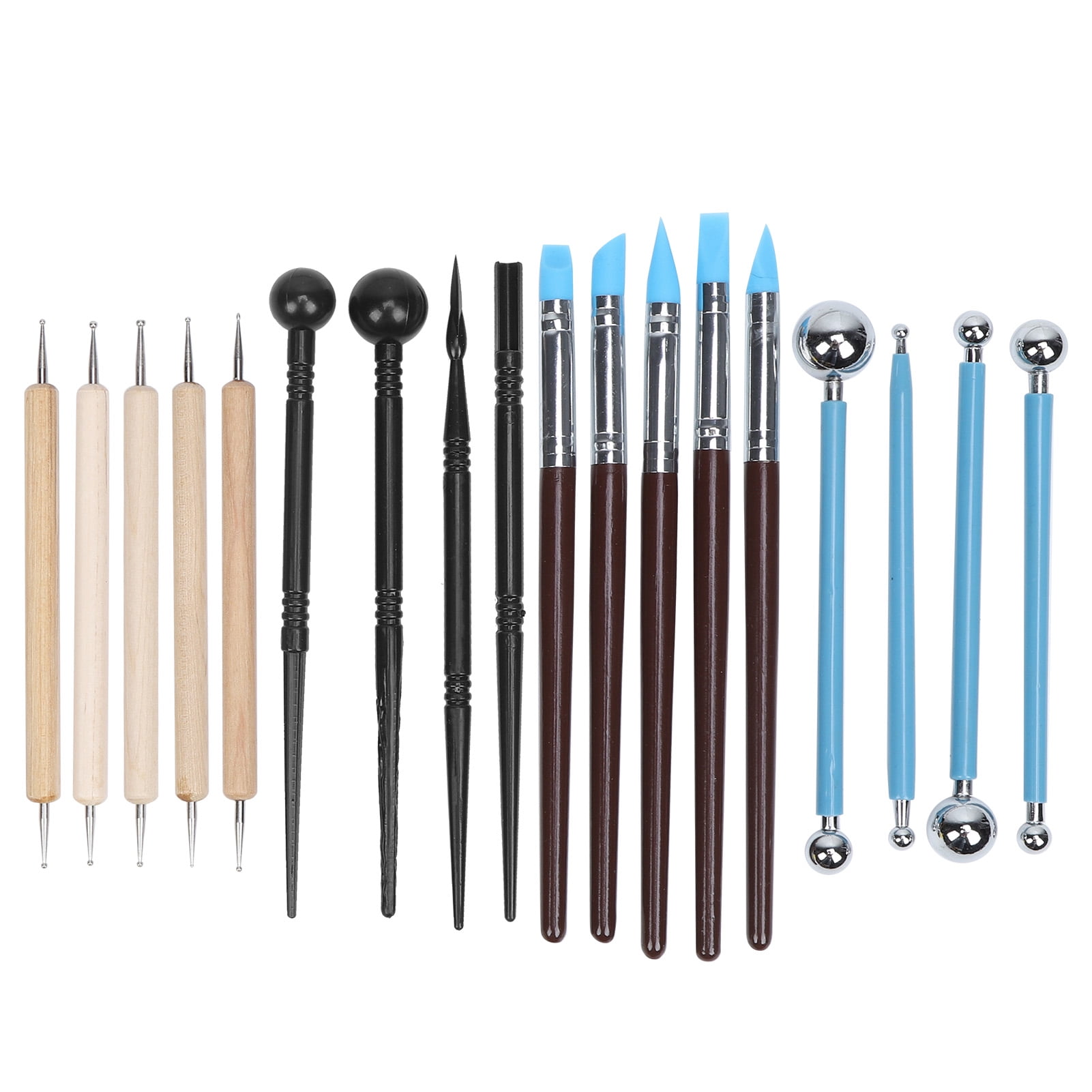 18Pcs Clay Craft Kit Creasing Stick Wooden Point Drill Pen Carving ...