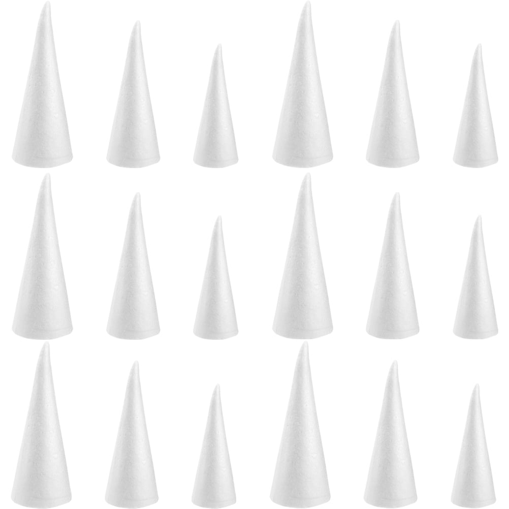 18Pcs Craft White Cones Adornments Foams Cones Drawing Art Cones ...