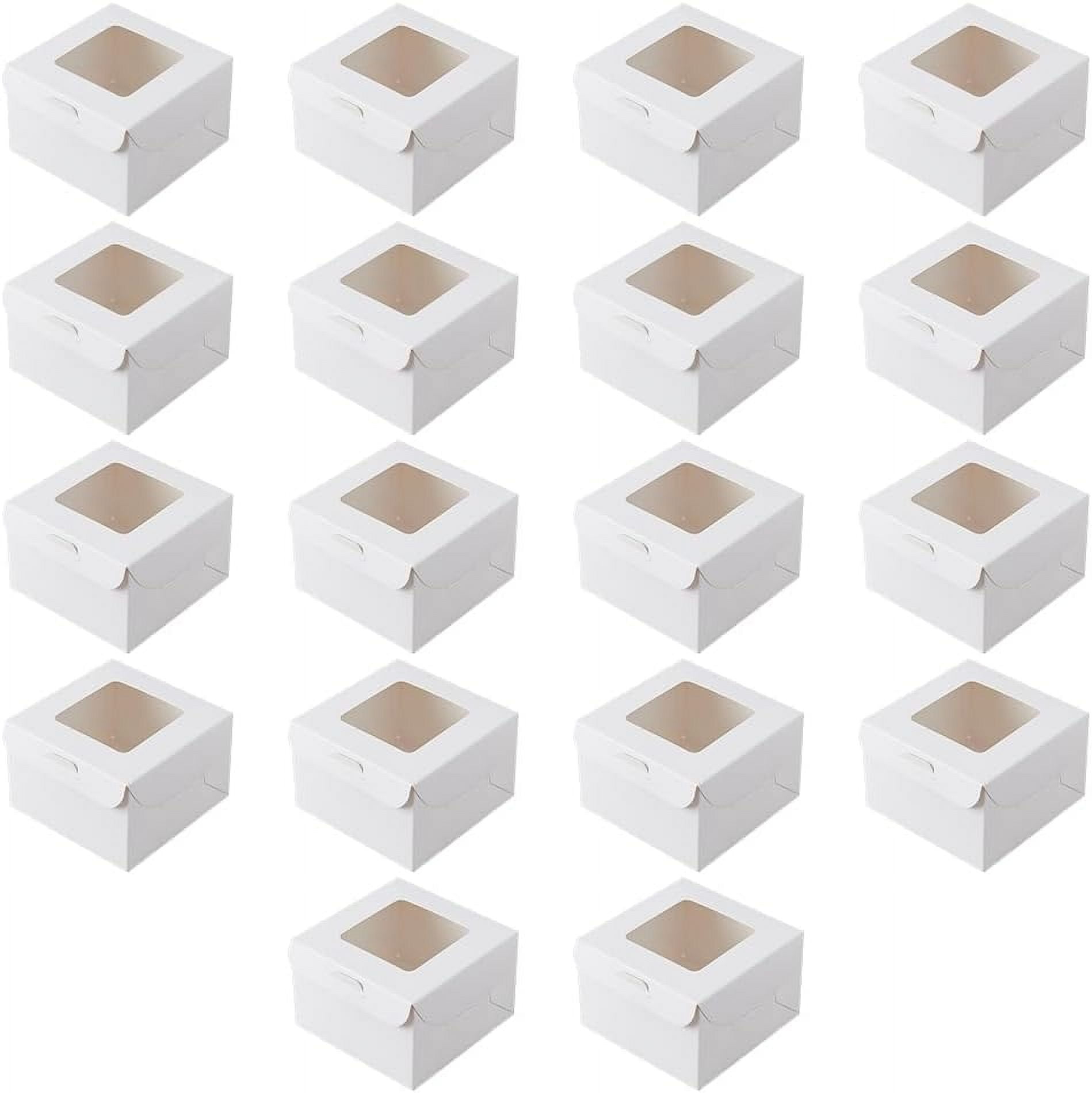 18Pcs Dessert Box White Cookie Boxes 4x4x2.52 inch Kraft Paper Box with ...