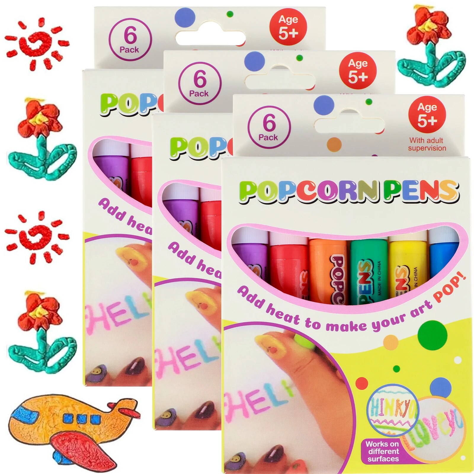 18Pcs Expansion Bubble Popcorn Drawing Pens 3D Art DIY Pens Kid Color ...
