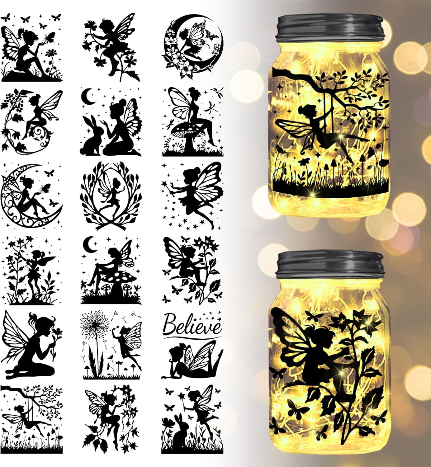 18Pcs Fairy Transfer Stickers 3.9x3.6inch Butterfly Fairy Decals ...