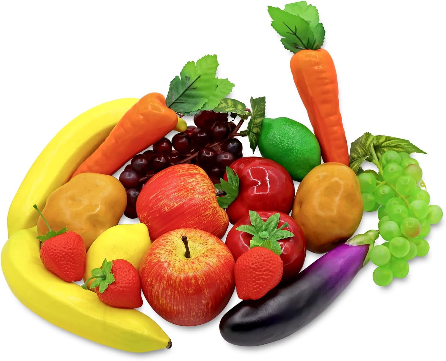 18Pcs Fake Fruits Vegetables Realistic Artificial Frutis Foam ...