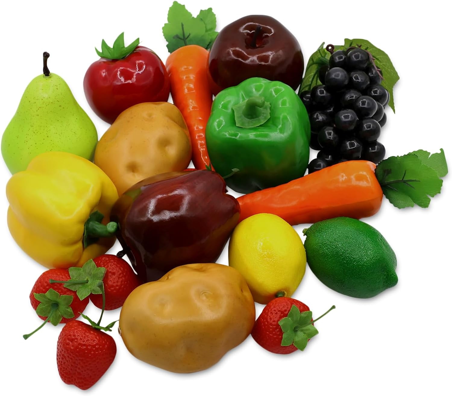 18Pcs Fake Fruits Vegetables Realistic Artificial Frutis Foam ...