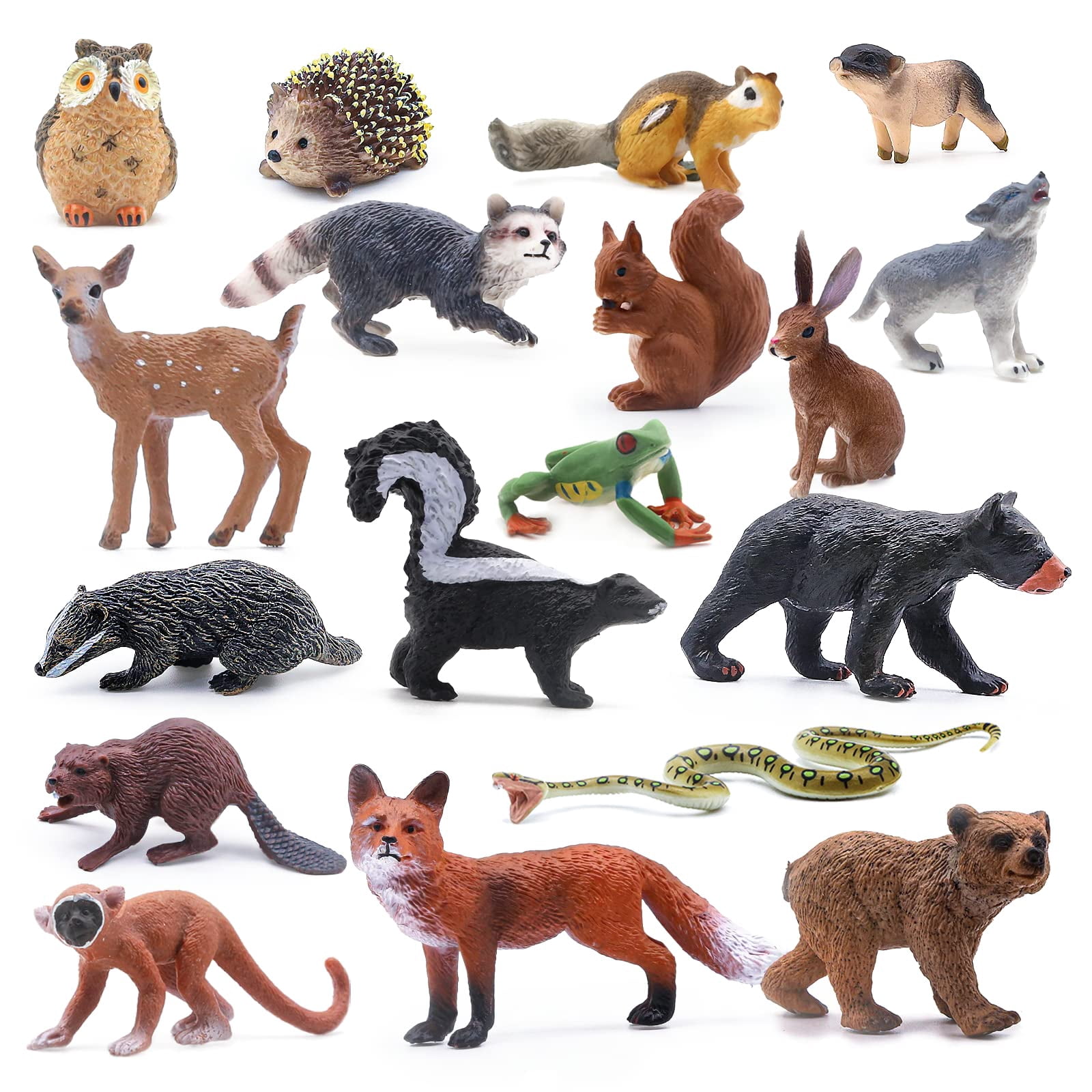18Pcs Forest Animals Figures Toys, Baby Woodland Animals Figurines ...