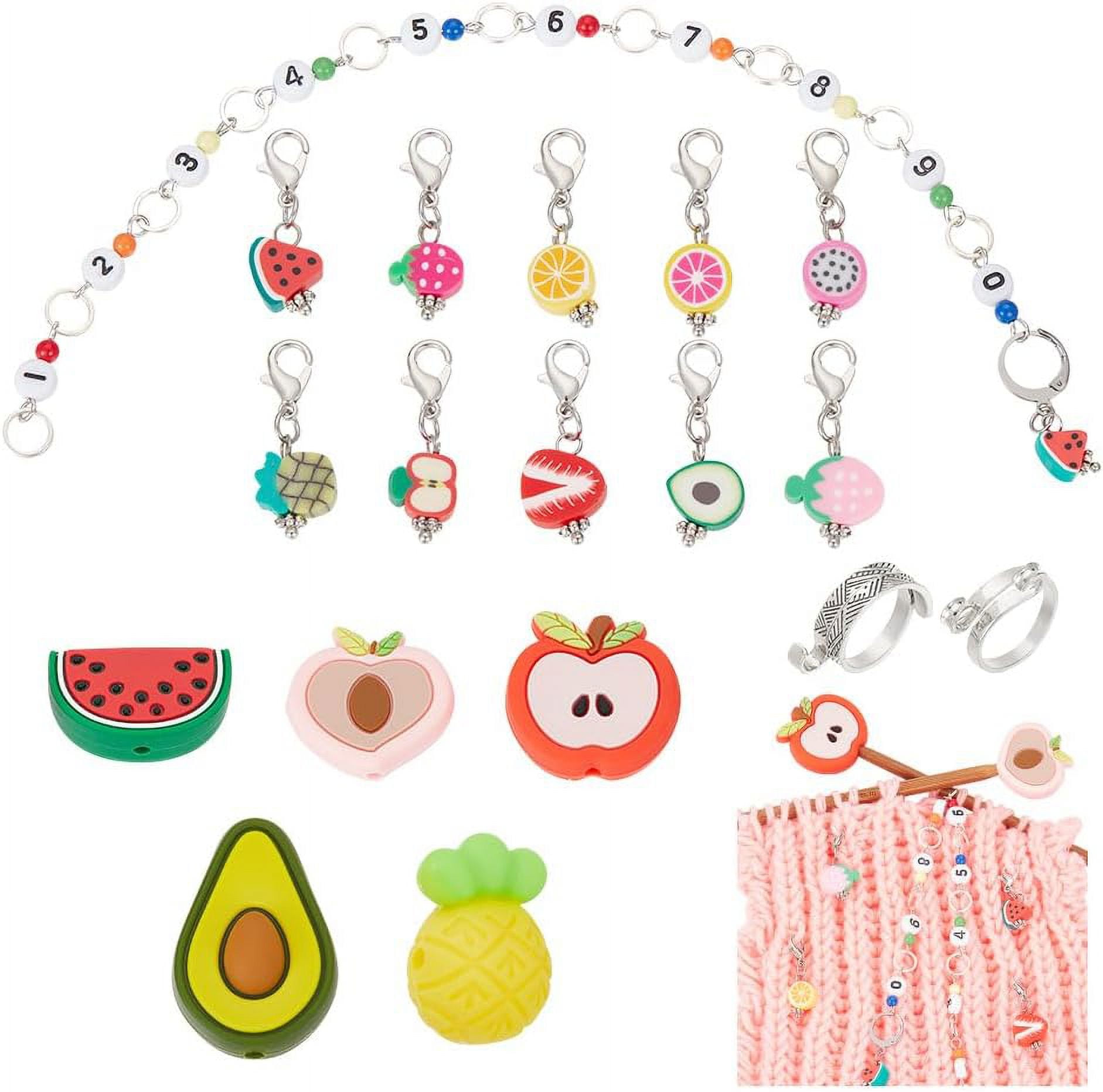 18Pcs Fruits DIY Knitting Tool Sets including Locking Stitch Markers ...