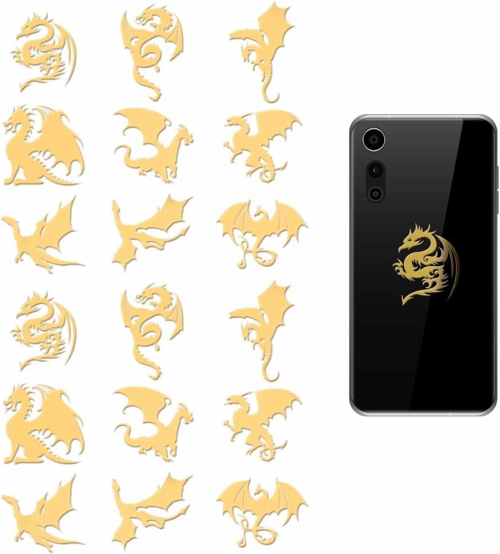 18Pcs Golden Metal Stickers 1.6x1.6 Inch Dragon Gold Sticker Dragons ...