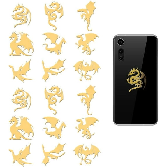18Pcs Golden Metal Stickers 1.6x1.6 Inch Dragon Gold Sticker Dragons ...