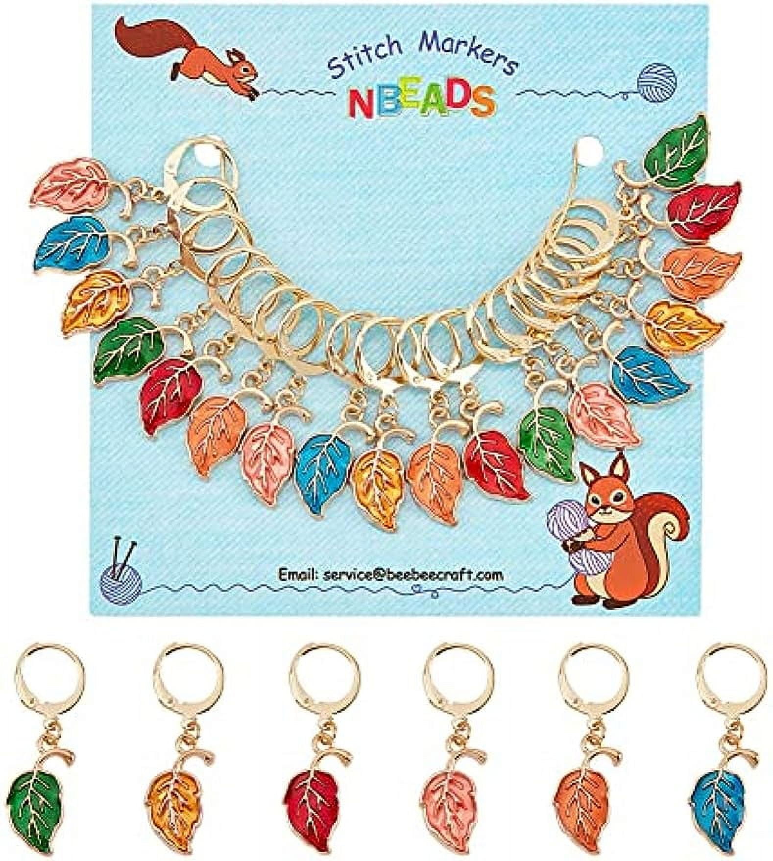 18Pcs Leaf Stitch Markers, Alloy Enamel Crochet Stitch Marker Charms ...