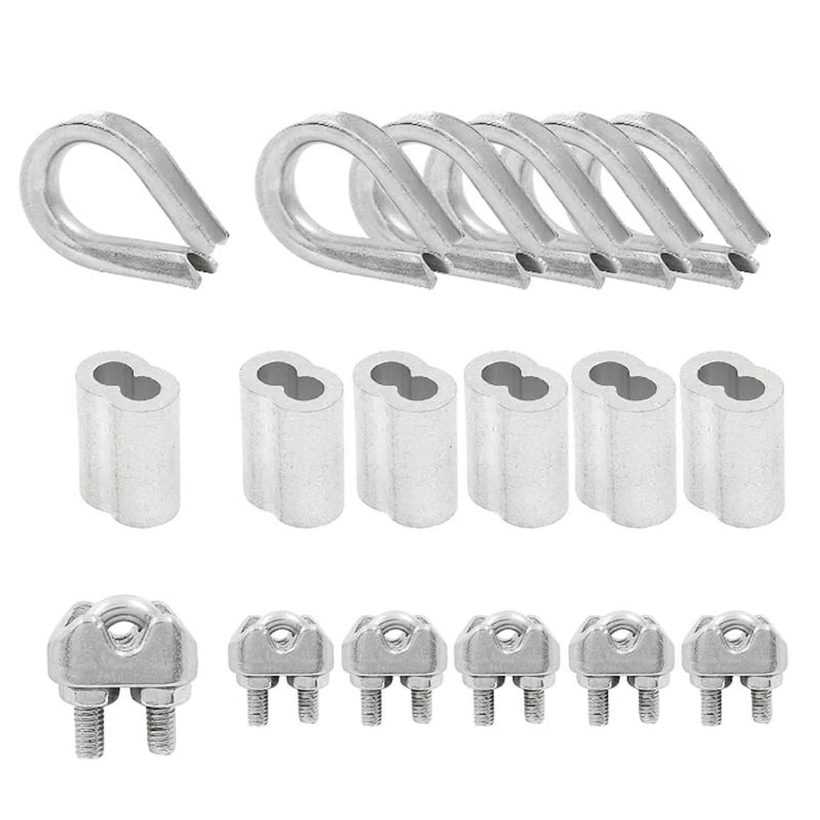 18Pcs M3 (1/8Inch) Wire Rope Accessory Set, Cable Clip Clamp Stainless ...