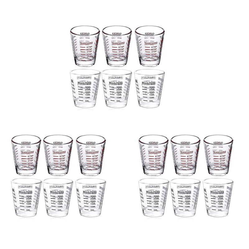 18Pcs Measuring Cup Espresso Shot Glass Liquid Heavy Glass Wine Glass ...