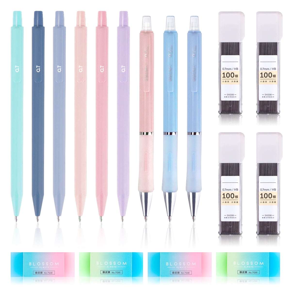 18Pcs Mechanical Pencil Set, Colorful Mechanical Pencils with 1 Cute ...