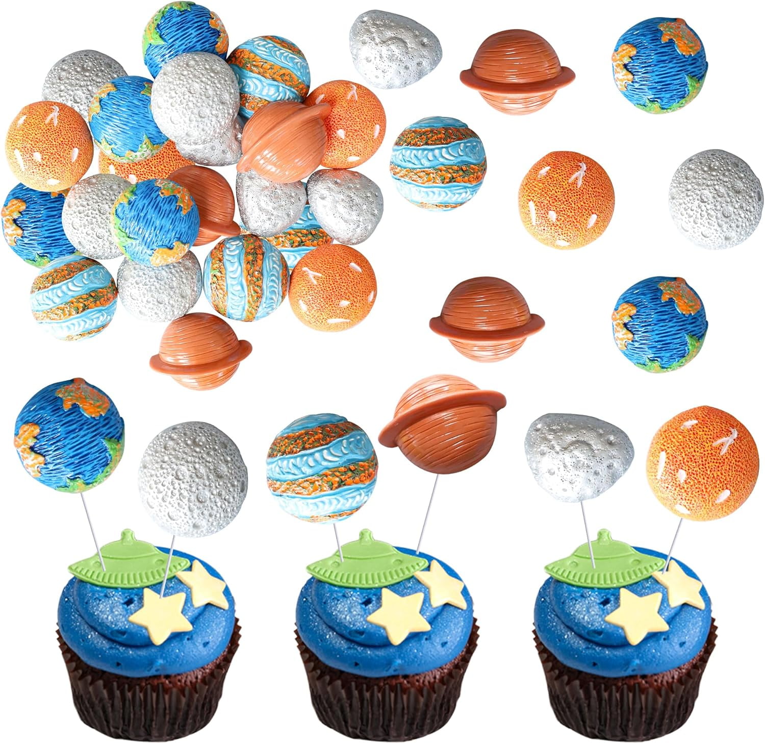 18Pcs Outer Space Cupcake Toppers Planet Star Moon Cupcake Picks Solar ...