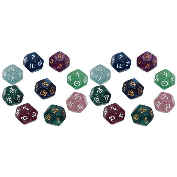 18Pcs Pearl 12-Sided Astrology Zodiac Signs Dice for Constellation ...