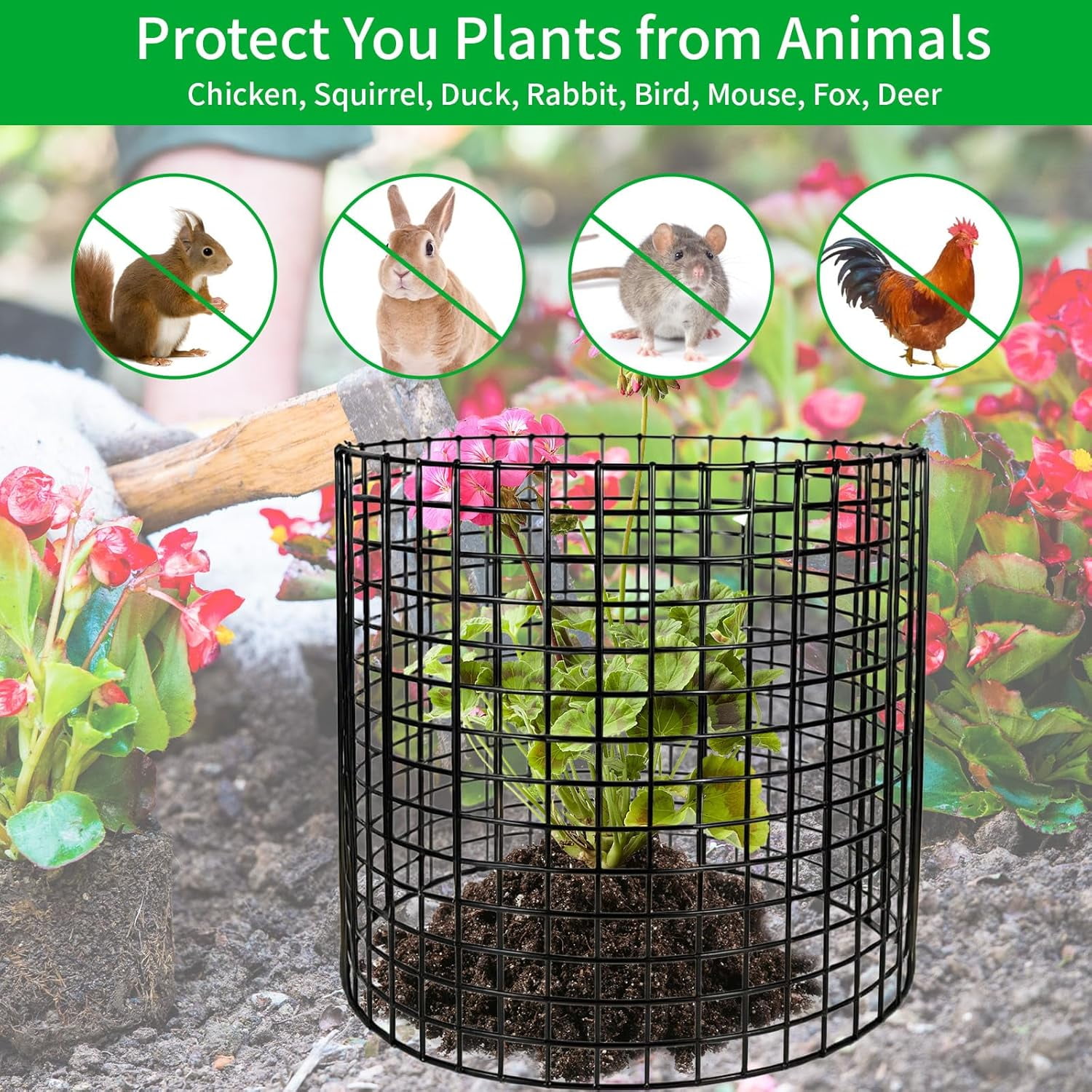 18Pcs Plant Protectors from Animals,13.5" Dia X 14.3" H Metal Plant ...