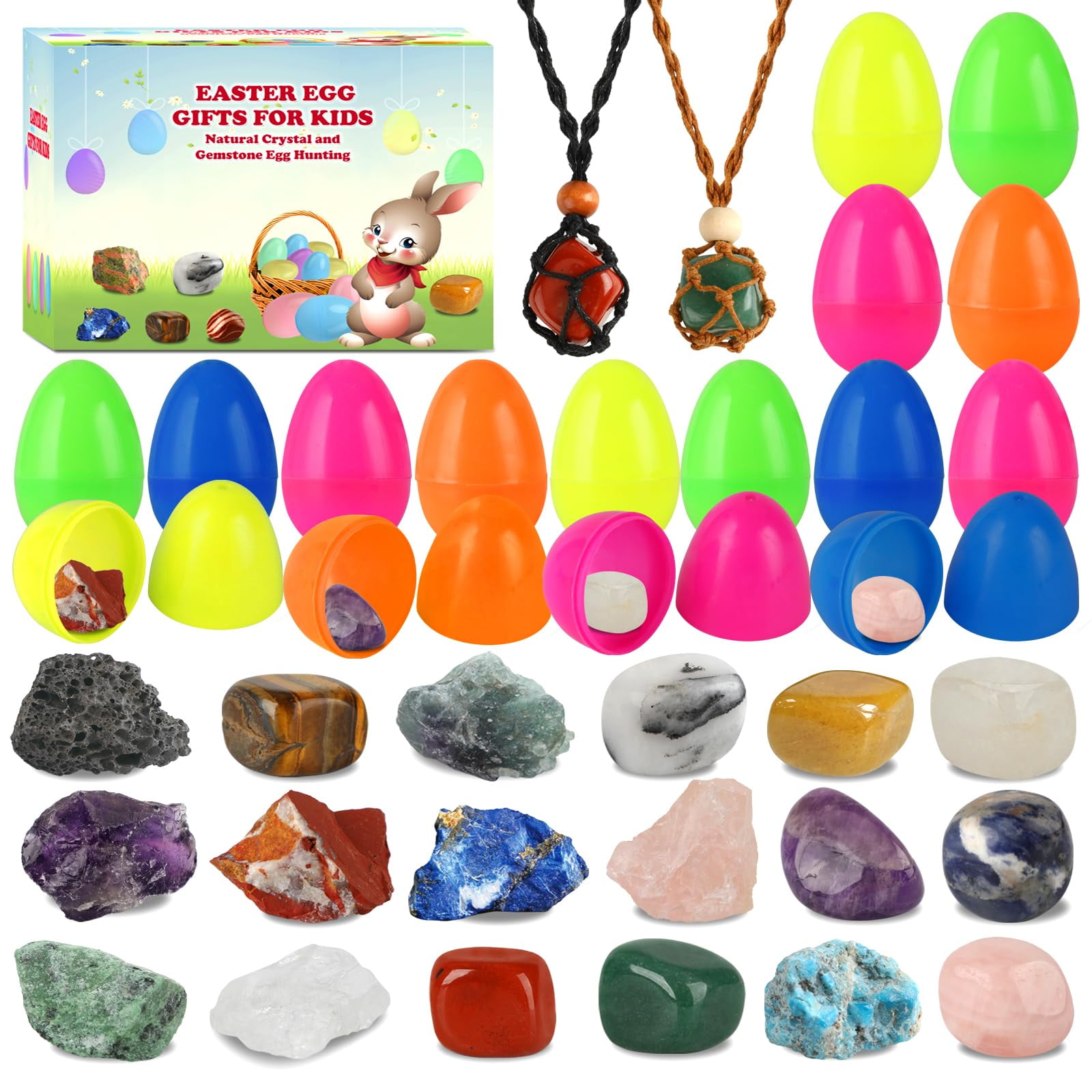 18Pcs Prefilled Easter Eggs DHF10 with Crystals and Healing Stones ...
