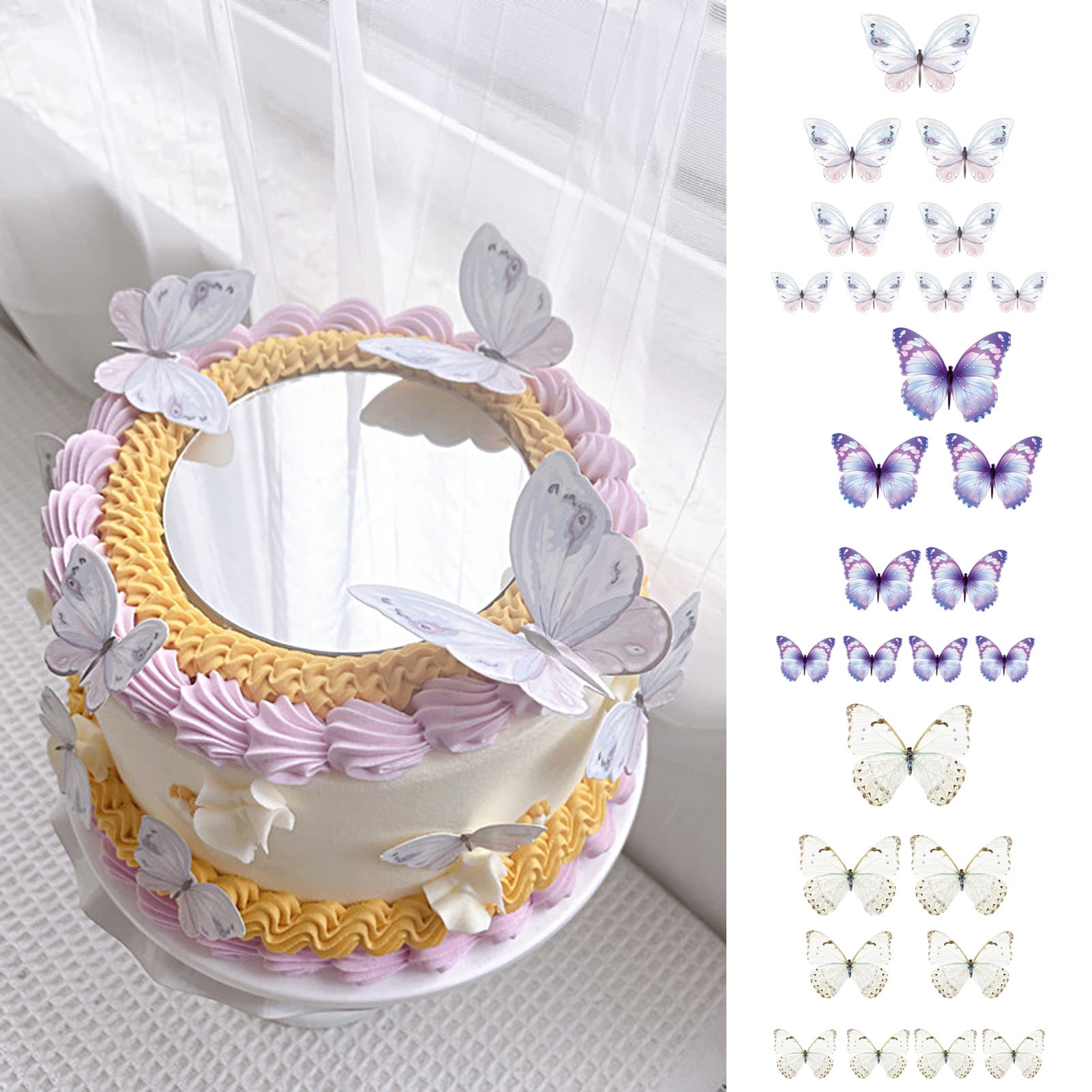 18Pcs/Set Butterfly Cake Toppers Realistic Vivid Image Food Grade ...