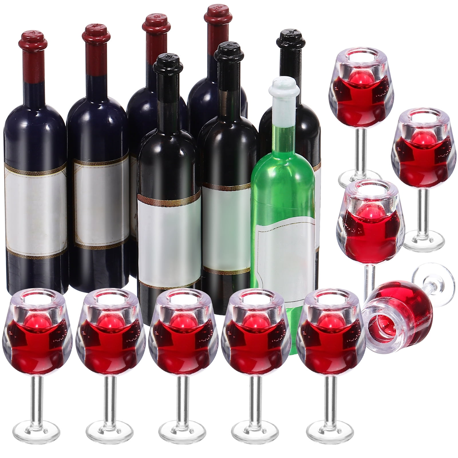 18Pcs/Set Miniature Wine Glasses Doll House Mini Wine Cups with Red ...