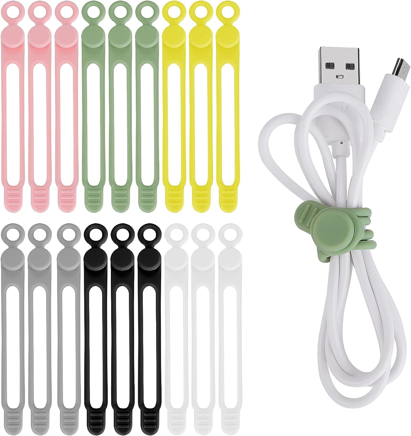18Pcs Silicone Cable Ties,Cute Cable Management Organizer,Cable Ties ...