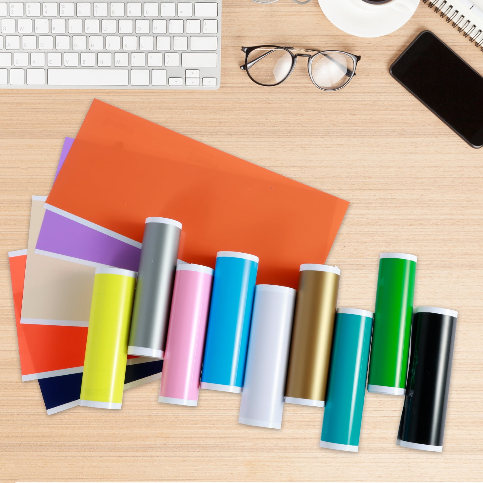 18Pcs Smart Adhesive Vinyl Sheets with Transfer Film PVC Colorful Vinyl ...