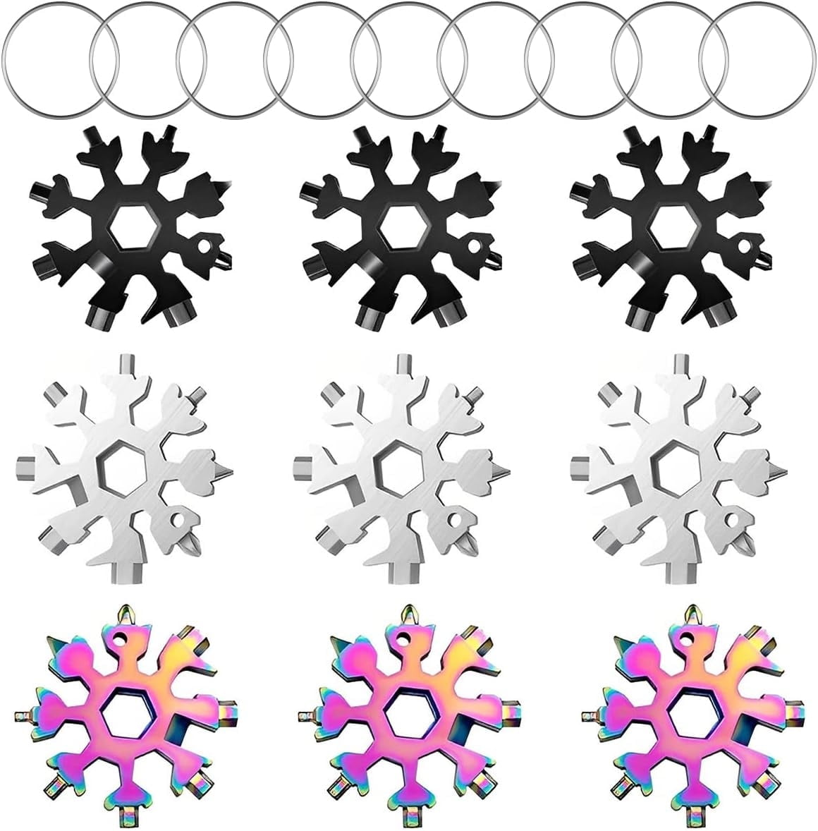 18Pcs Snowflake Wrench Stainless Steel 18 in 1 Snowflake Multitool ...