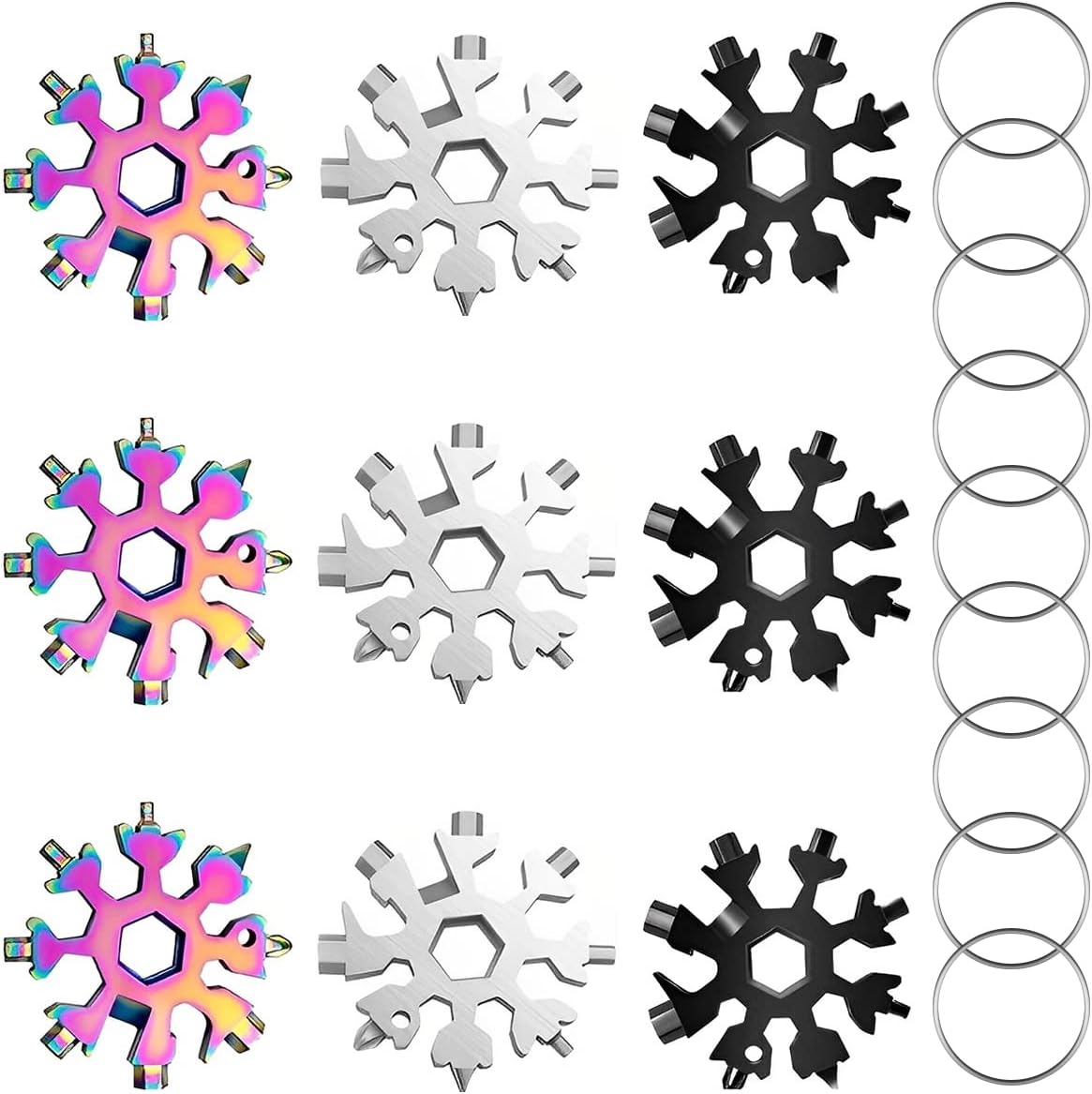 18Pcs Snowflake Wrench Stainless Steel 18 in 1 Snowflake Multitool ...