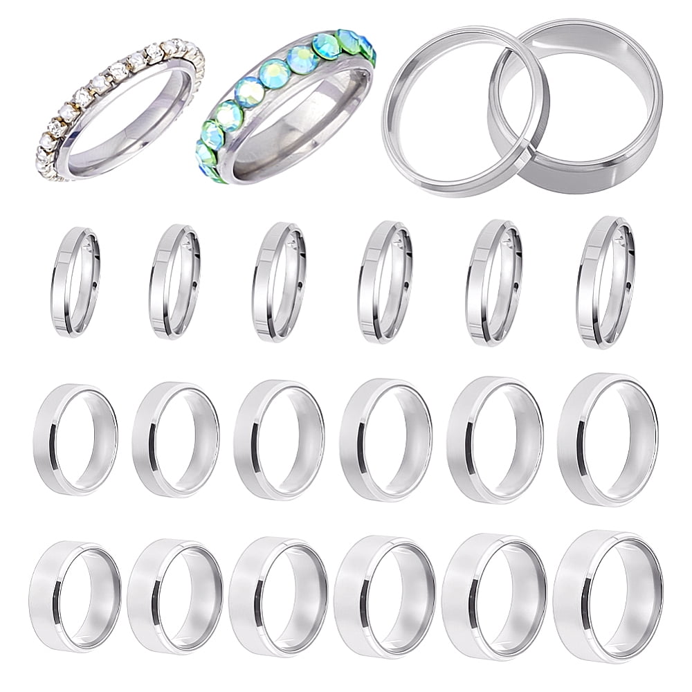 18Pcs Stainless Steel Classical Plain Stackable Wedding Band Rings ...
