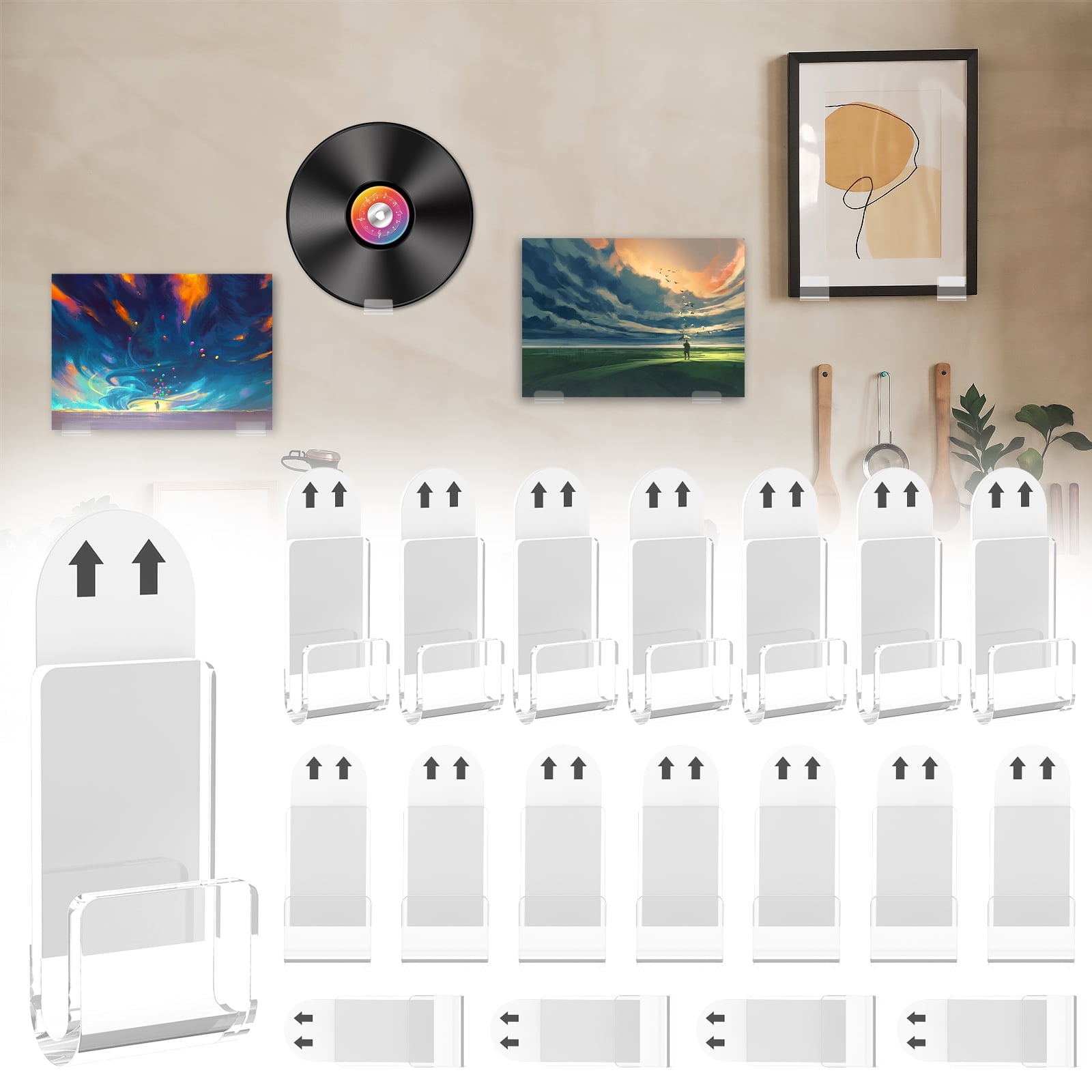 FVKRNYZ 18Pcs Vinyl Records Holder, Self Adhesive Acrylic Album Display ...
