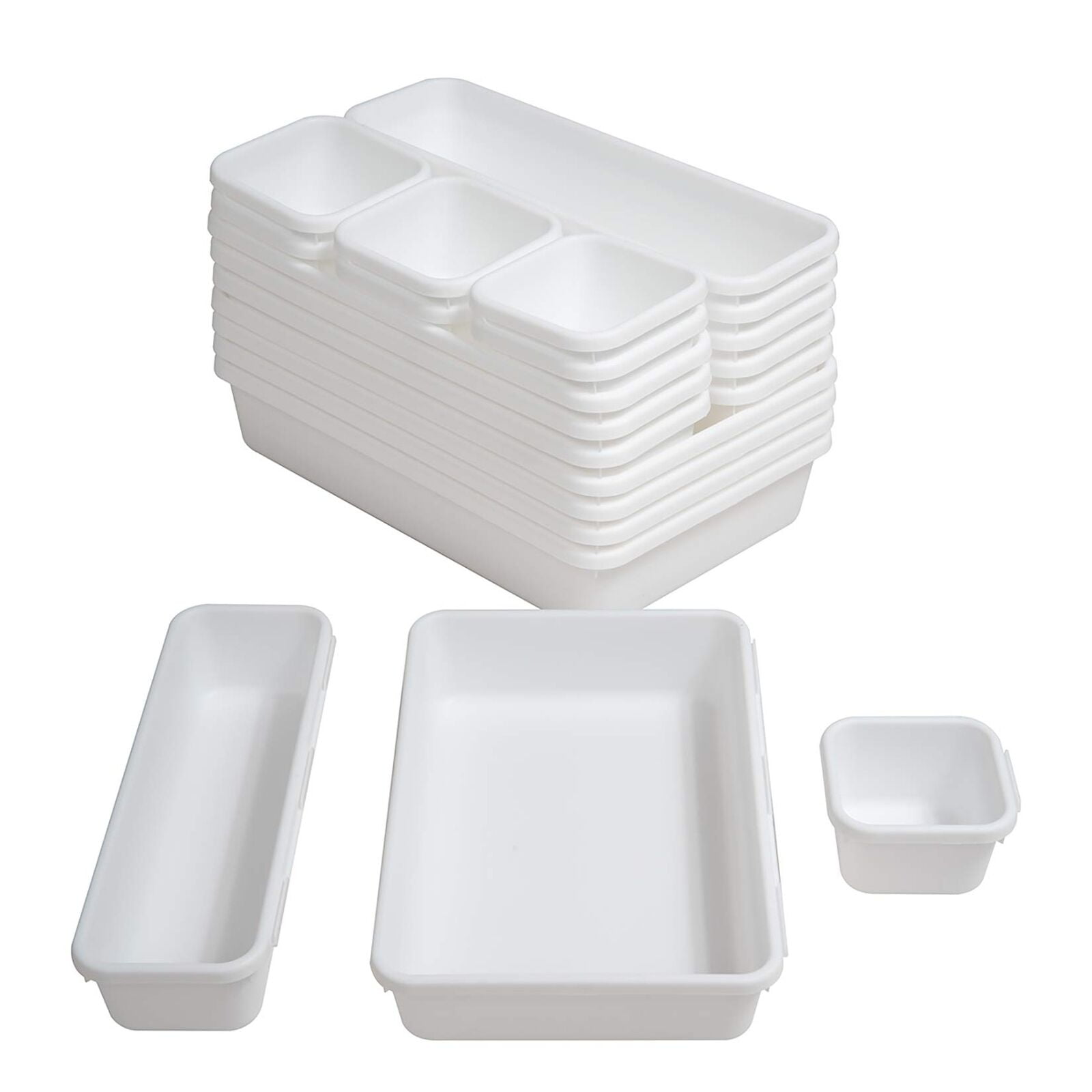 18Pcs White Drawer Organizers Trays Set Drawer Dividers Kitchen Office ...
